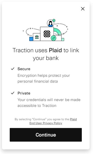 How do I connect banks or credit cards to my Traction account via Plaid?