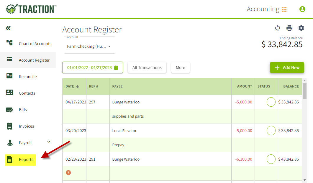 How do I export a Traction Report and import the data into a spreadsheet?