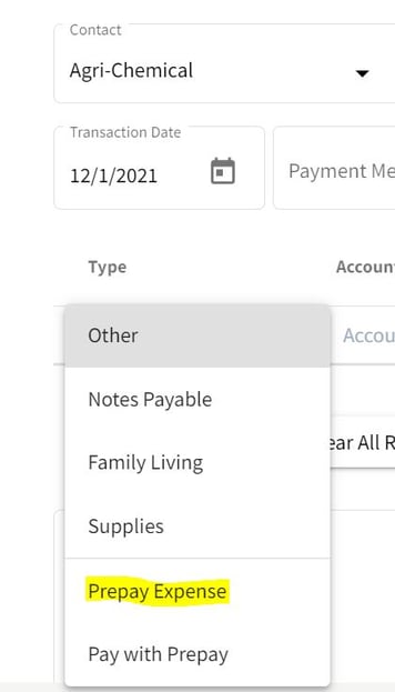 How do I enter Prepay expenses?