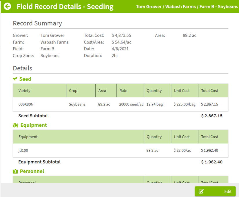 How do I enter a seeding/planting record?