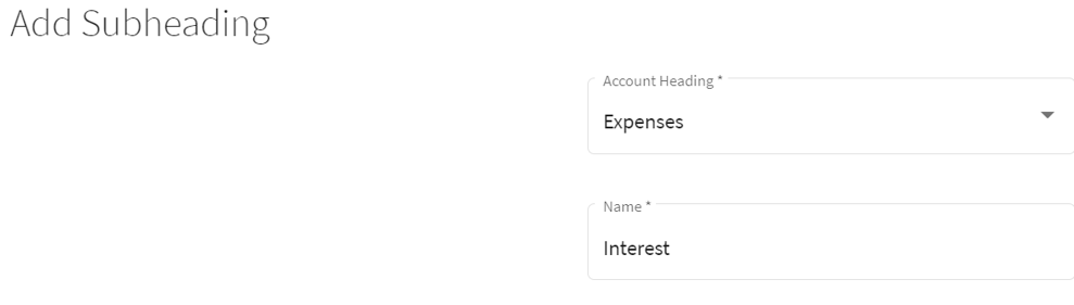 How do I add subheadings to the Chart of Accounts?