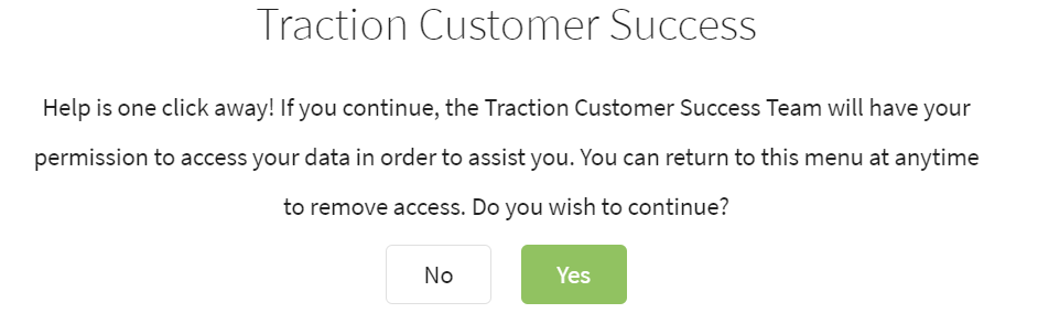 How do I give Traction Customer Success access to my account?