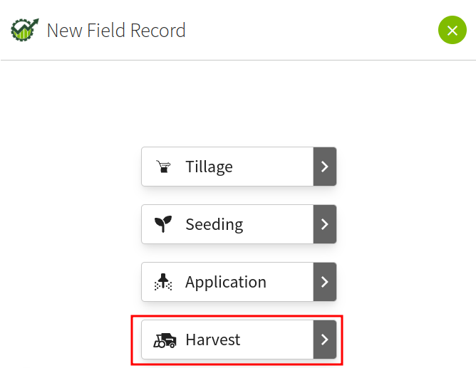 How do I enter and edit harvest field records with storage locations?