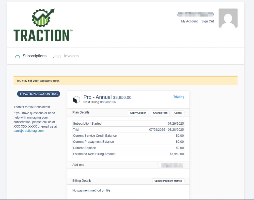 How do I buy a Traction Subscription after my Trial ends?