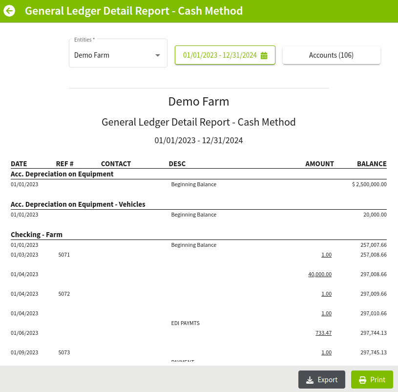 How do I find a General Ledger Detailed Report (Cash Method)?