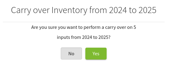 How do I enter initial or carryover input inventories into Traction?