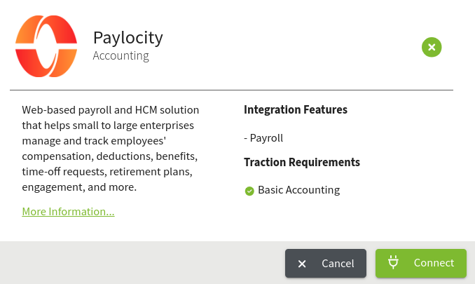 How do I connect Paylocity Payroll to my Traction Business account?