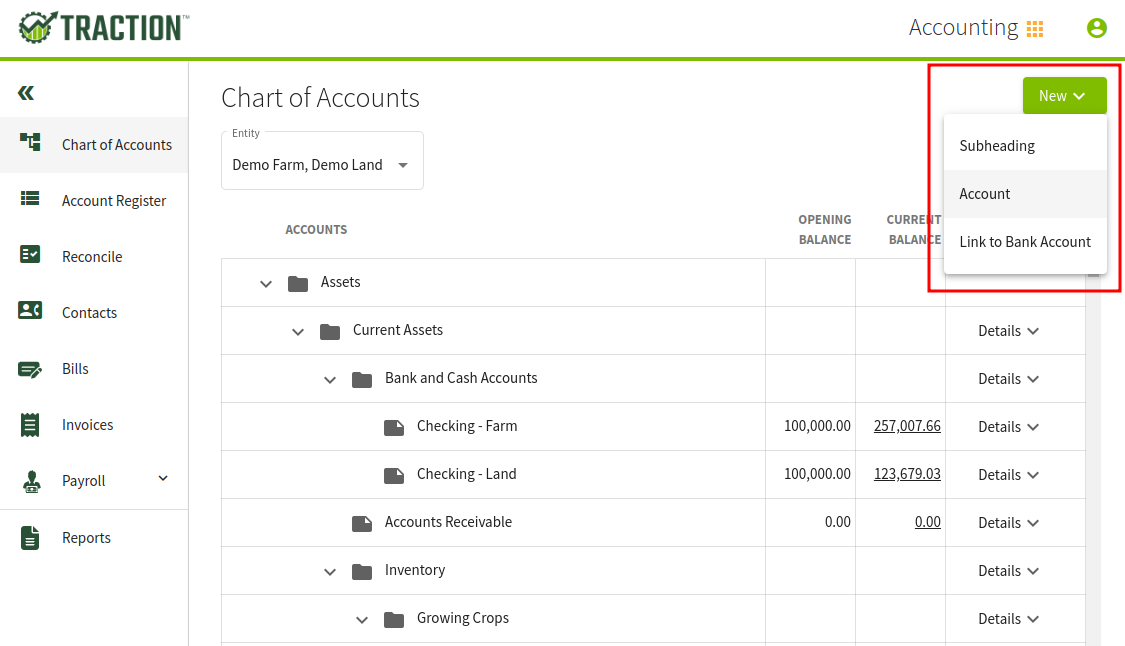 How do I manage my Chart of Accounts?